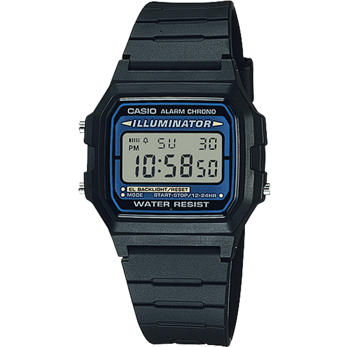 Casio Illuminator F-105W-1ADF Men’s Black Silicone Strap Watch – Black